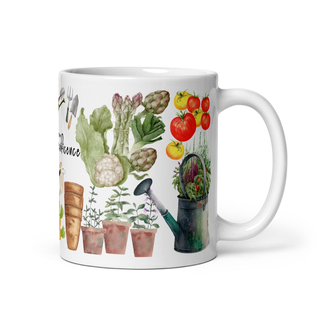 Veggie Garden Coffee Mug With Tomato Seeds, Tools, and Watering Cans ...