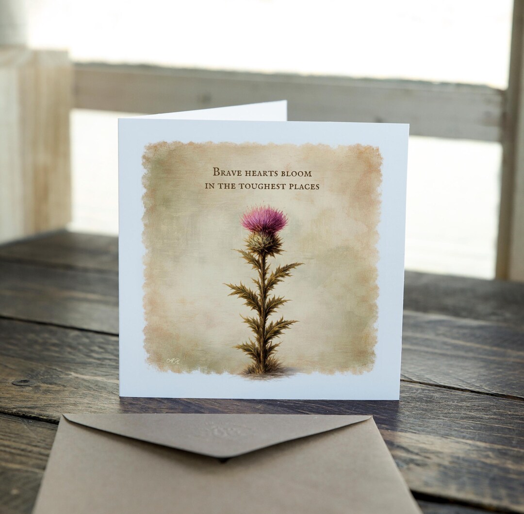 Scottish Thistle Encouragement Card Scotland Brave Hearts Thinking of ...