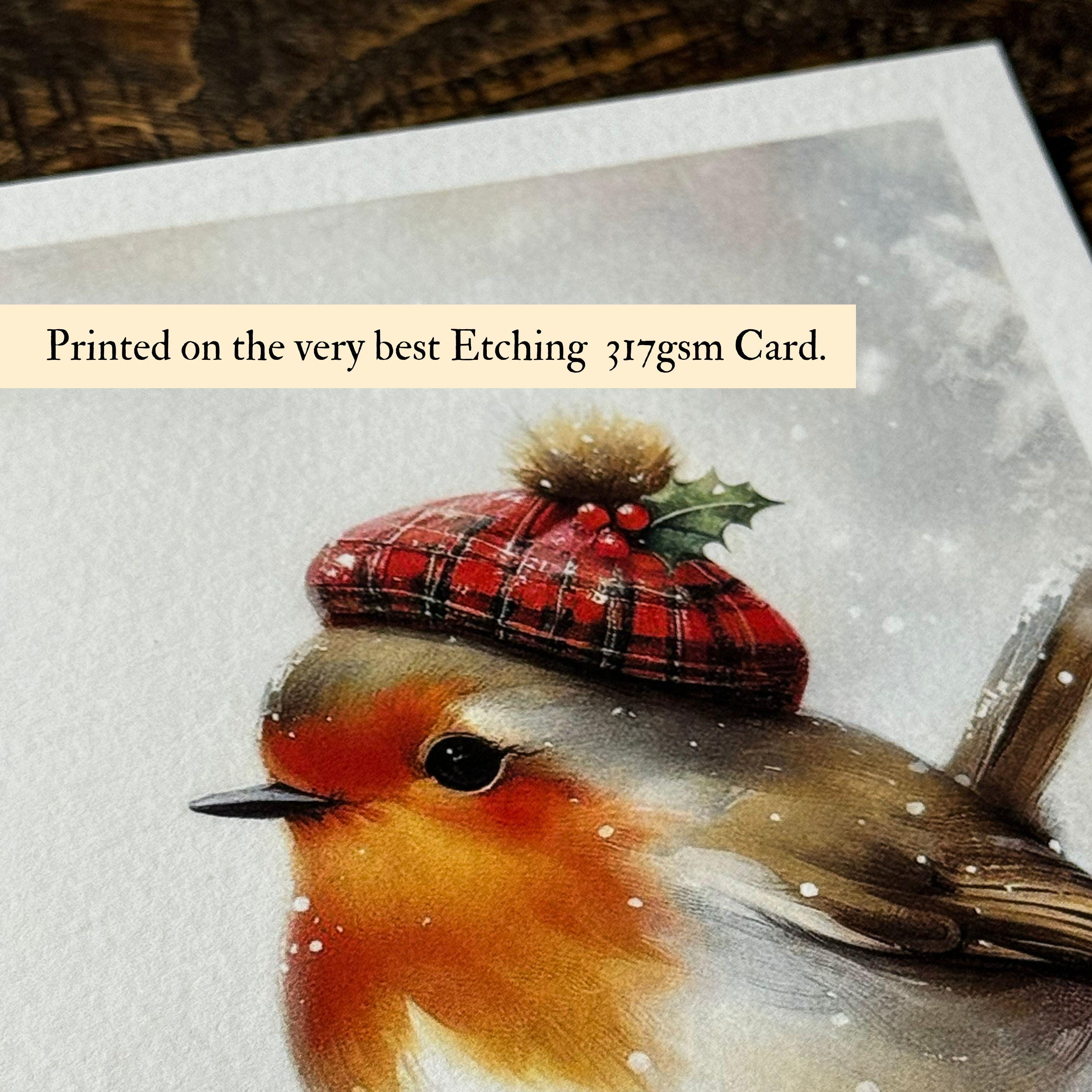 Scottish Robin Christmas Card PREMIUM Fine Art Etching Small Print You ...