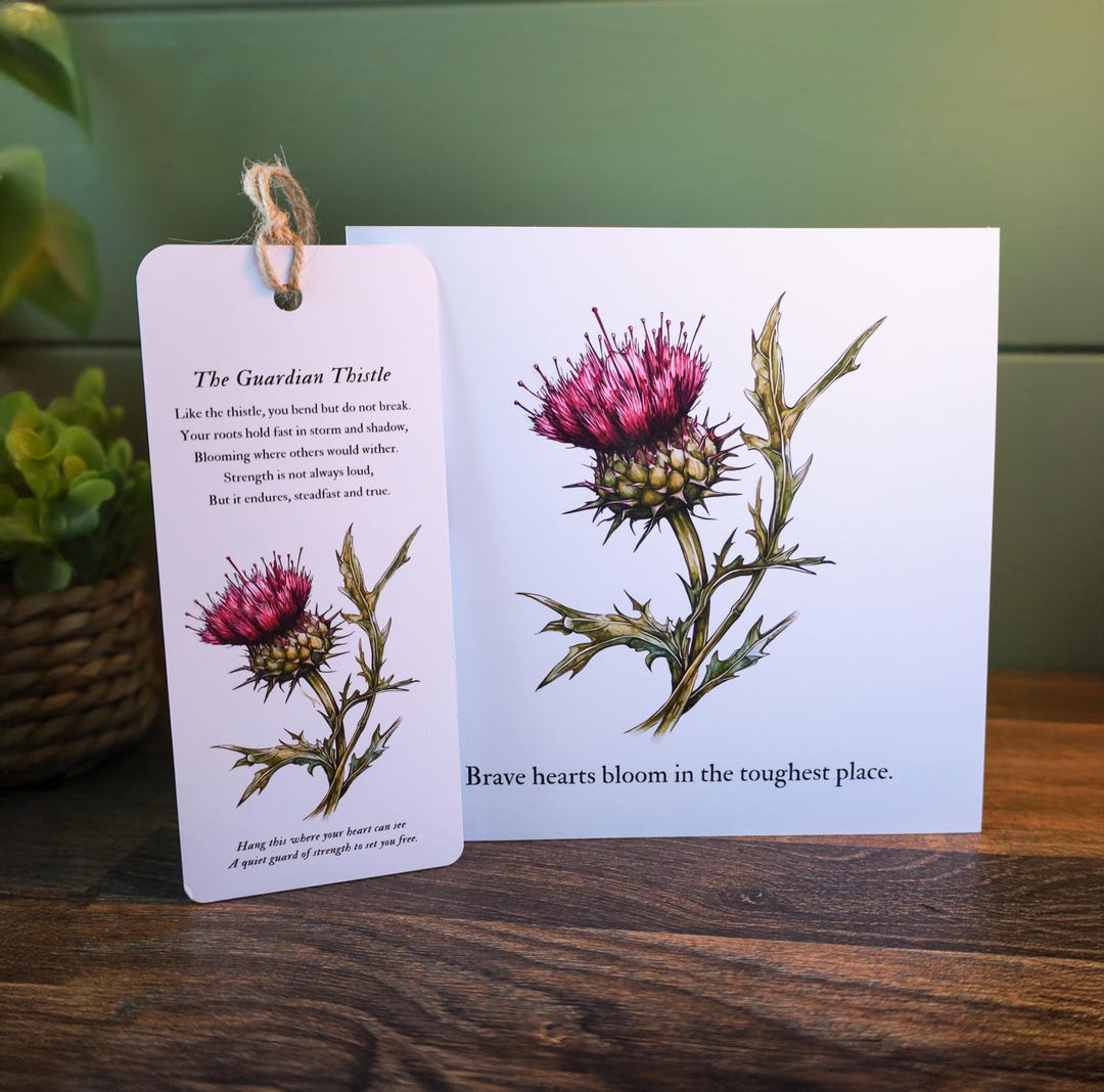 Scottish Thistle Motivational Card: Resilience, Strength, Encouragement ...