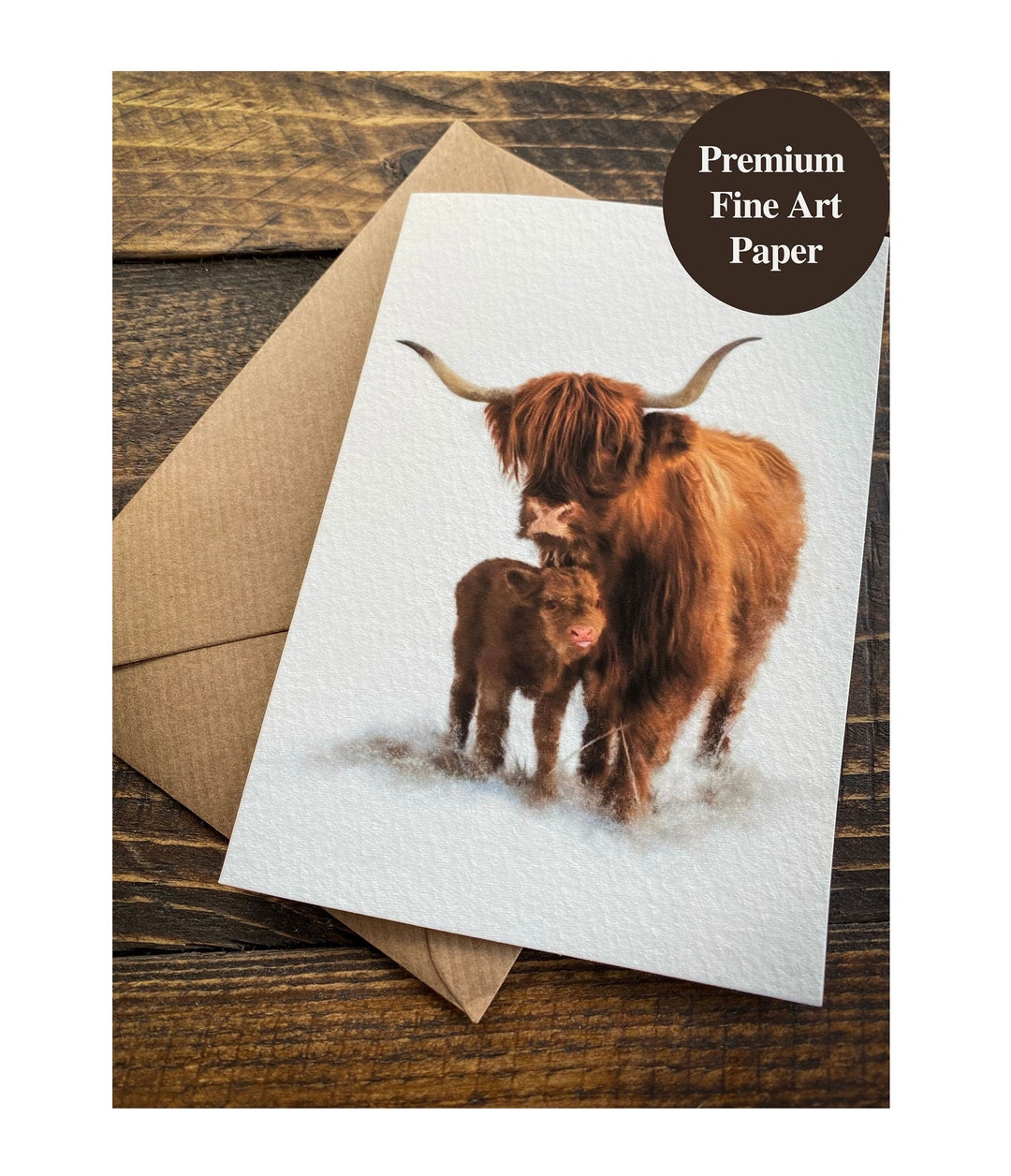 Highland Cow Thank You Note Card, PREMIUM Fine Art Paper, Birthday ...