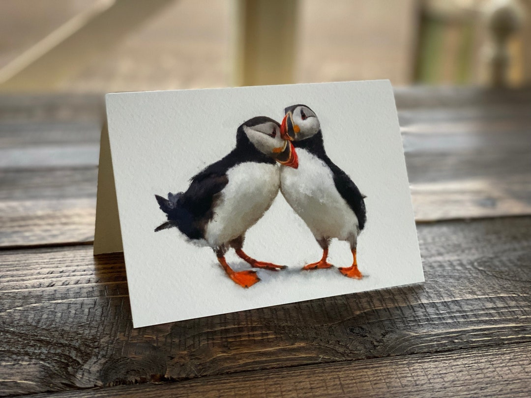 Just to Say I Love You FINE ART Puffins in Love Card for Puffin Lovers ...