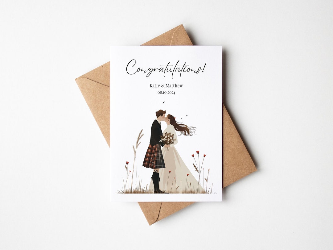 Congratulations Scottish Personalised Wedding Card Kilt Themed Plaid ...