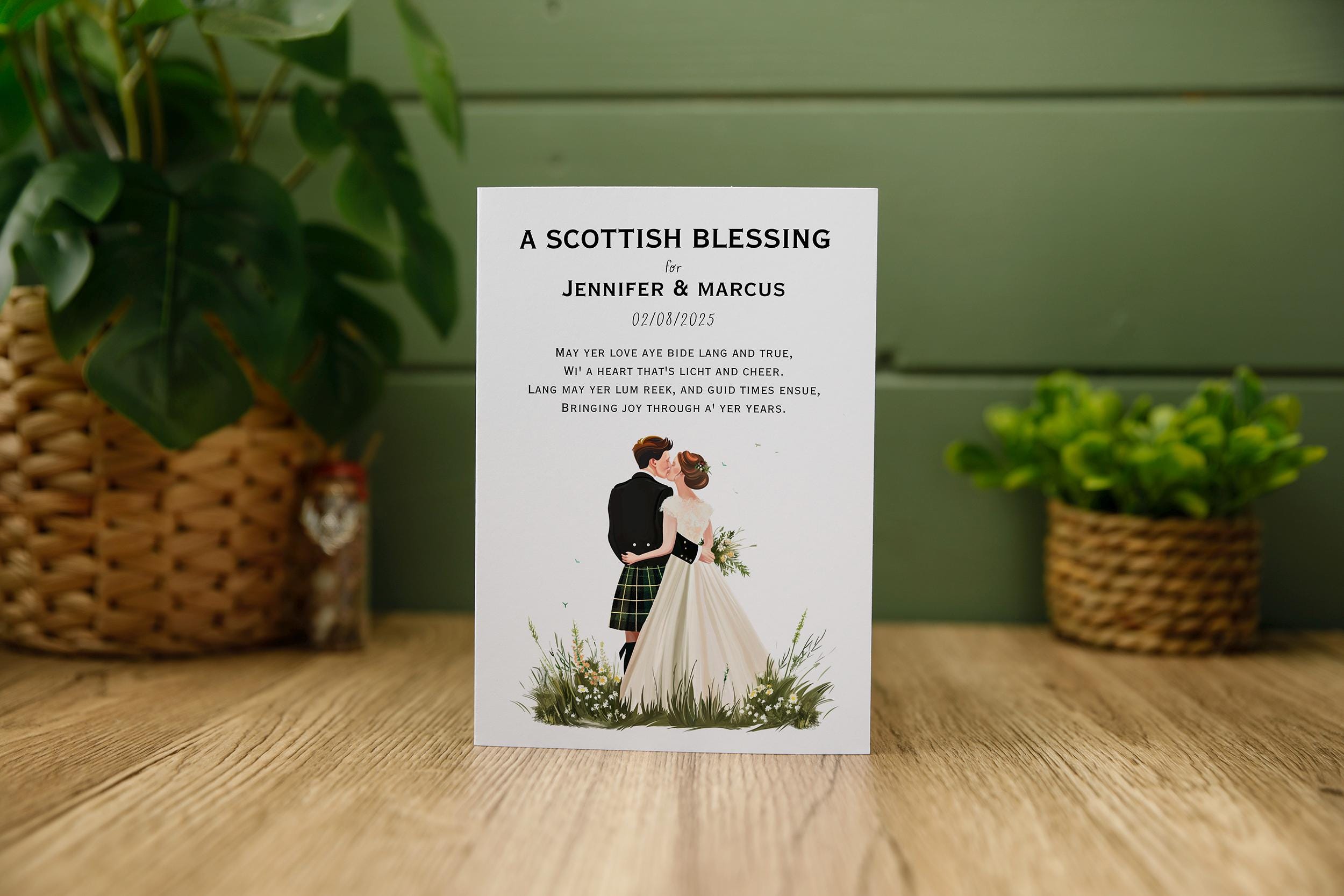 Scottish Blessing Wedding Card With Verse Personalised for the Bride ...