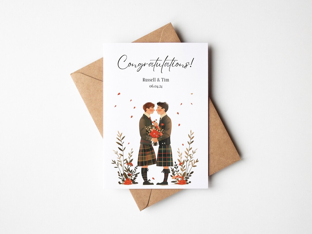 Congratulations Personalised Him & Him Scottish Wedding Card Groom and ...