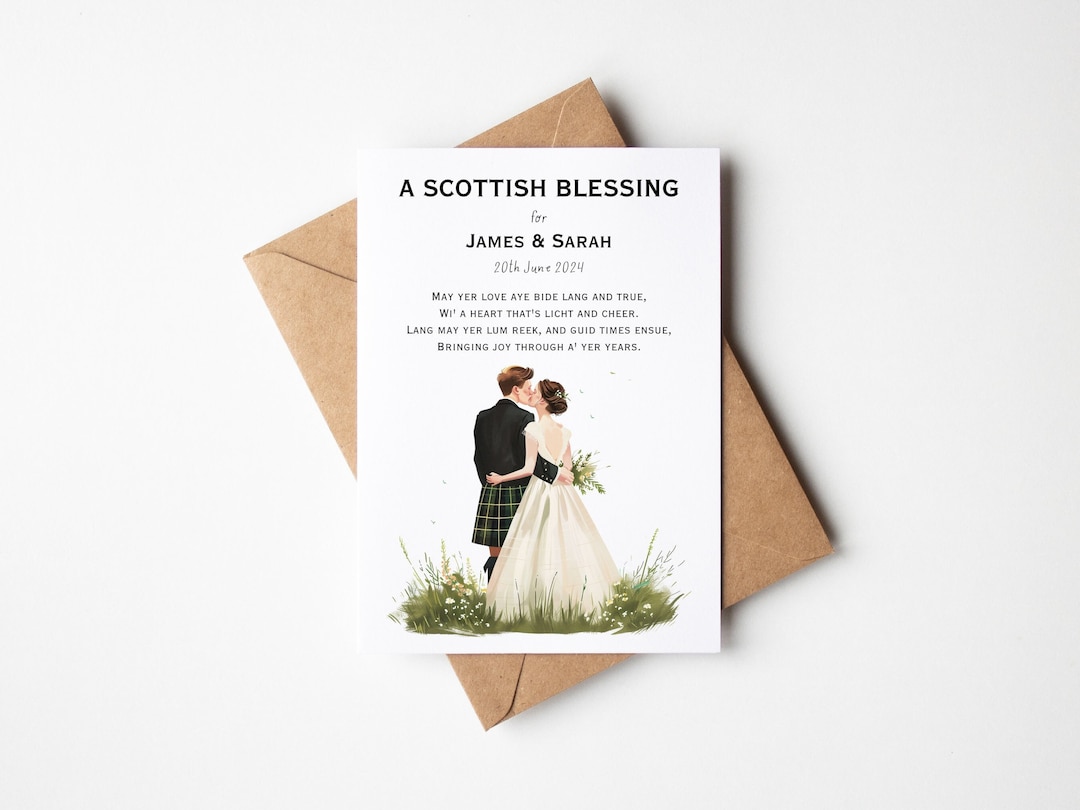Scottish Blessing Wedding Card With Verse Personalised for the Bride ...