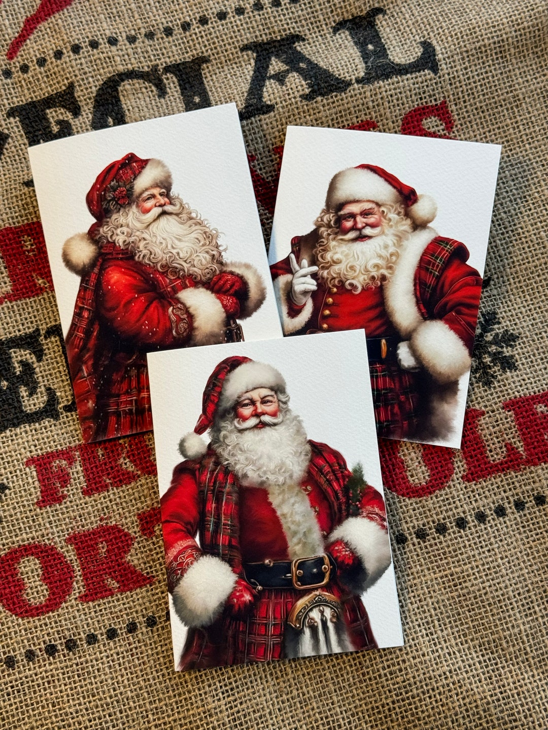 Scottish Santa Christmas Cards Individual or Set of 3 ORIGINAL ART ...