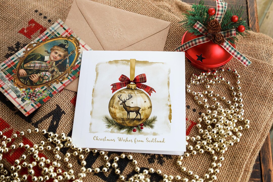 Christmas Wishes Bauble From Scotland Card Scottish Christmas Card ...