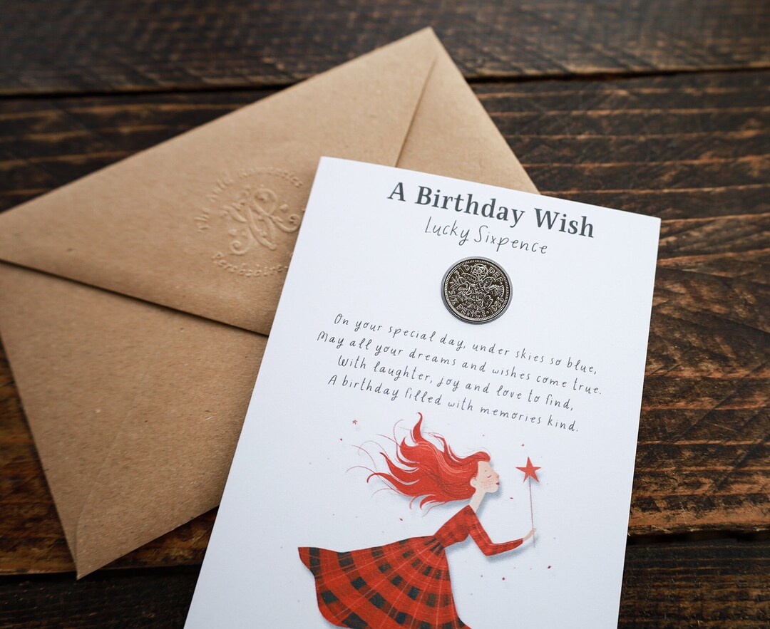 Lucky Sixpence Birthday Card A Birthday Wish Good Fortune Scottish ...
