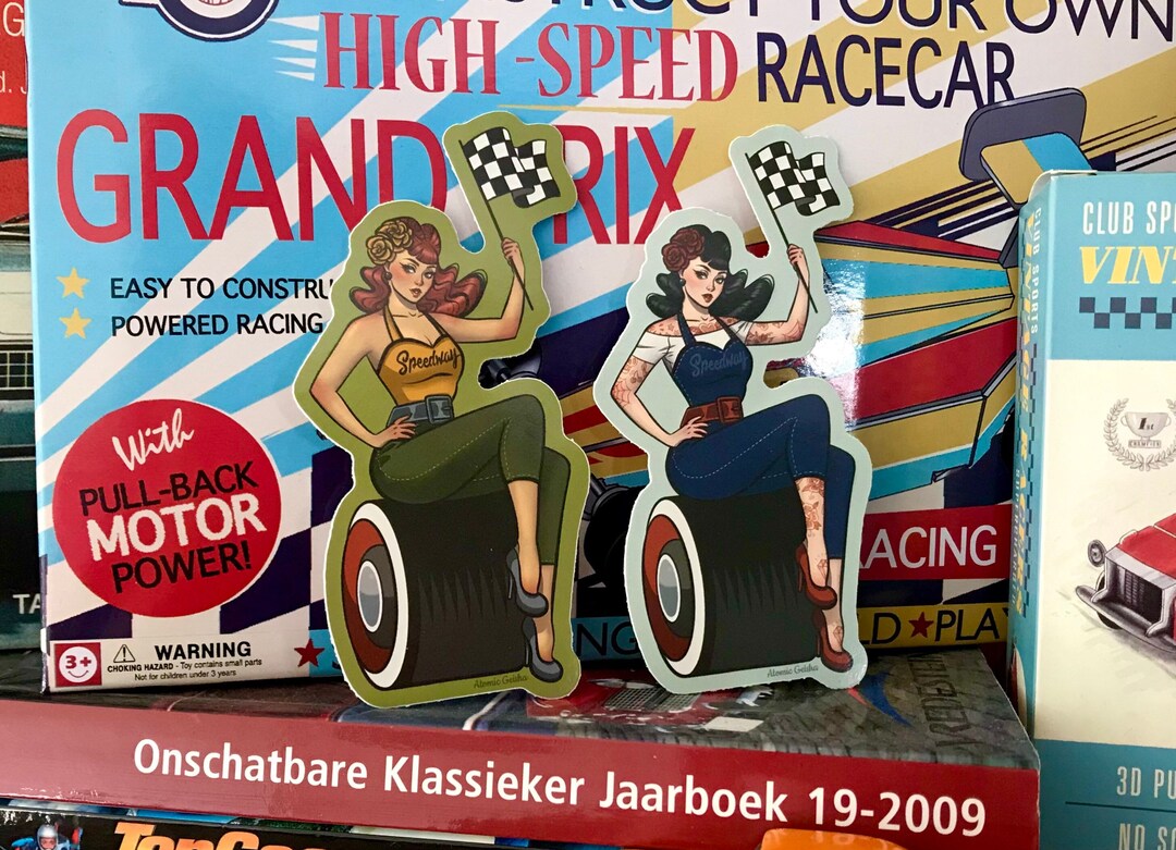 50s Vintage Racers Pinup Girls Vinyl Stickers Speedway Rockabilly Retro ...