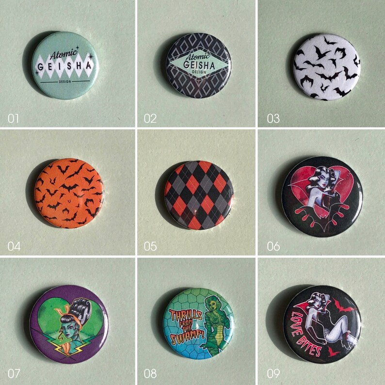 5 Pack Button Badges 25mm/1“, Gift Set, Care Package, Mix and Match ...
