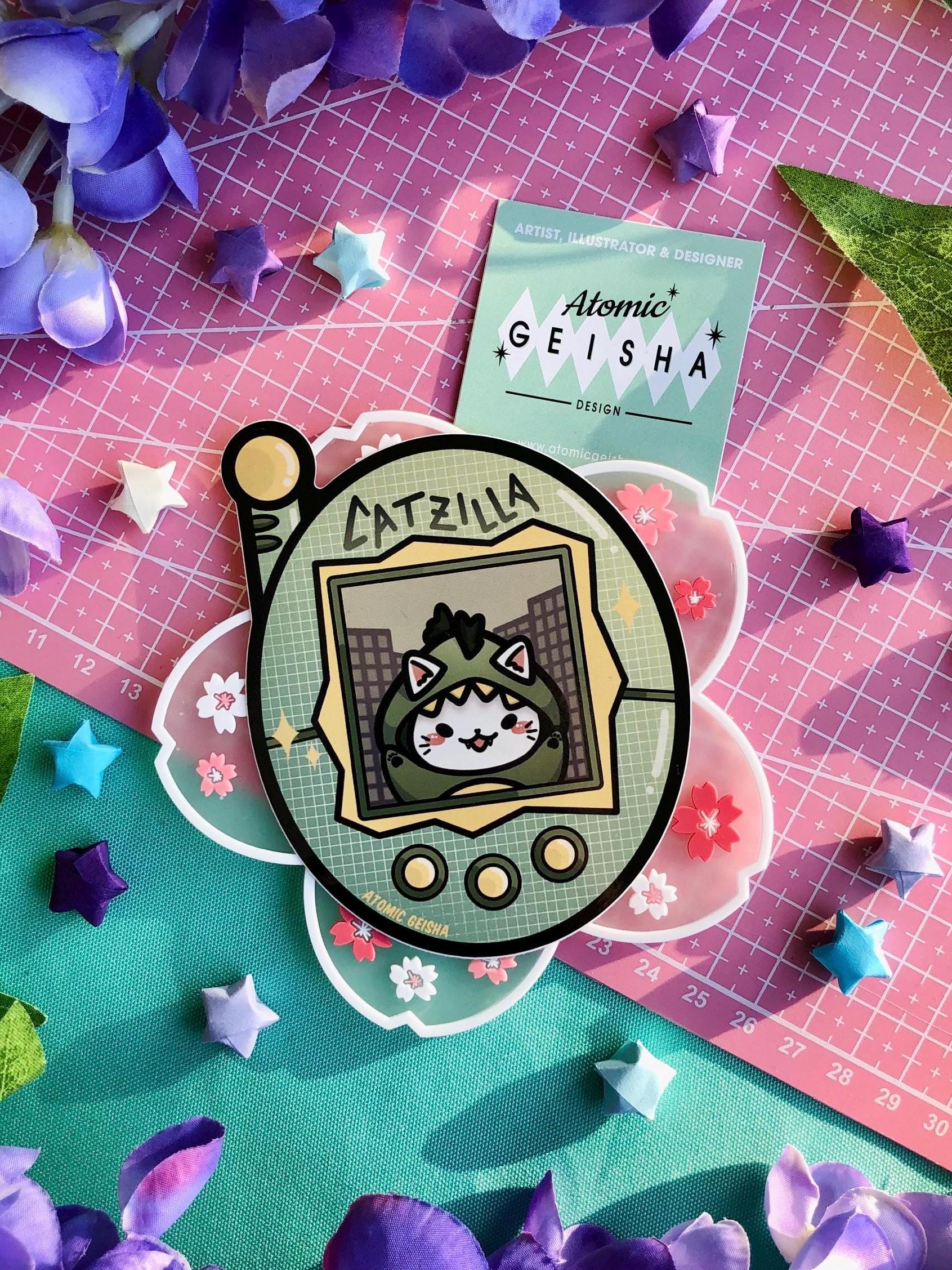 Catzilla Tamagotchi Vinyl Sticker Kawaii Art Cute Anime Manga Cartoon ...