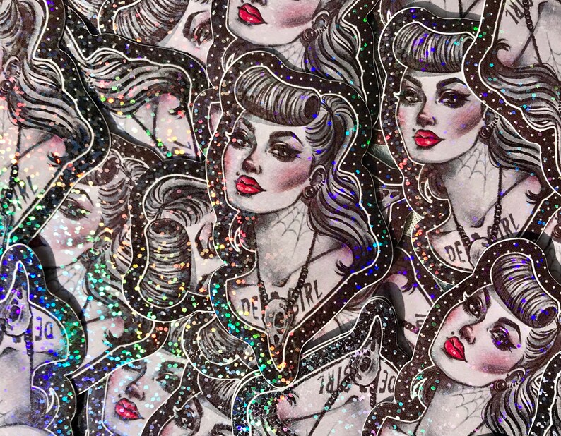 3 PACK Psychobilly Girls Holographic Vinyl Stickers 50s - Etsy