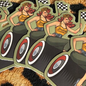 50s Vintage Racers Pinup Girls Vinyl Stickers Speedway Rockabilly Retro ...