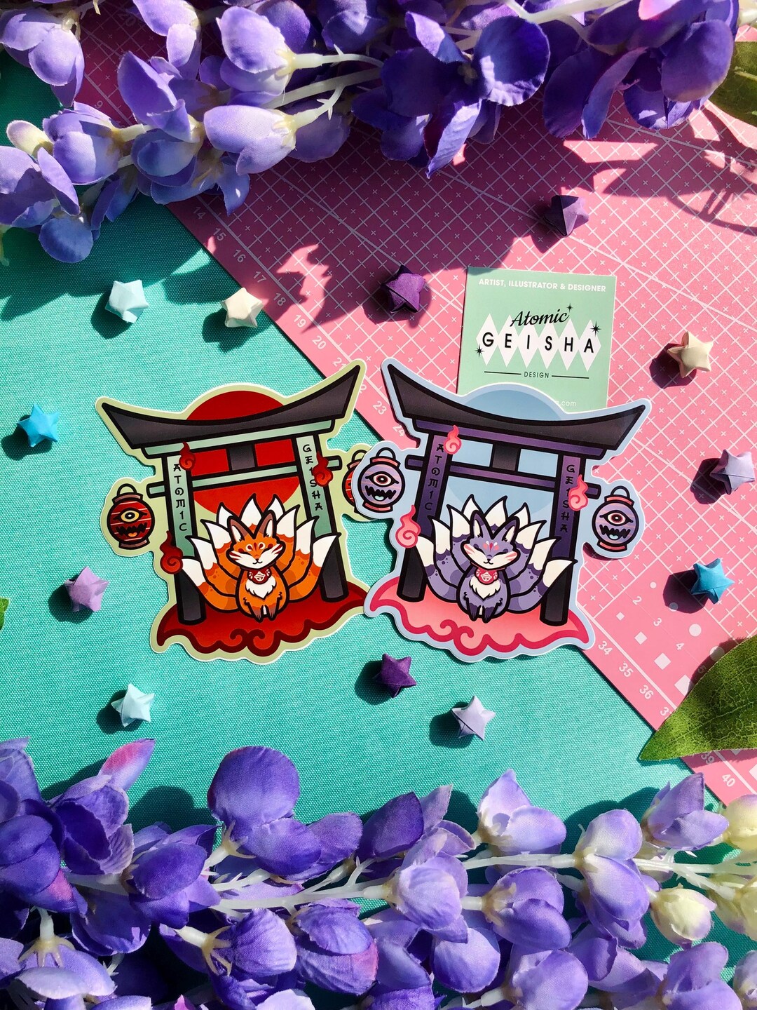 Kitsune Torii Gate Inari Shrine Sticker Kawaii Art Cute Fox Yokai Anime ...