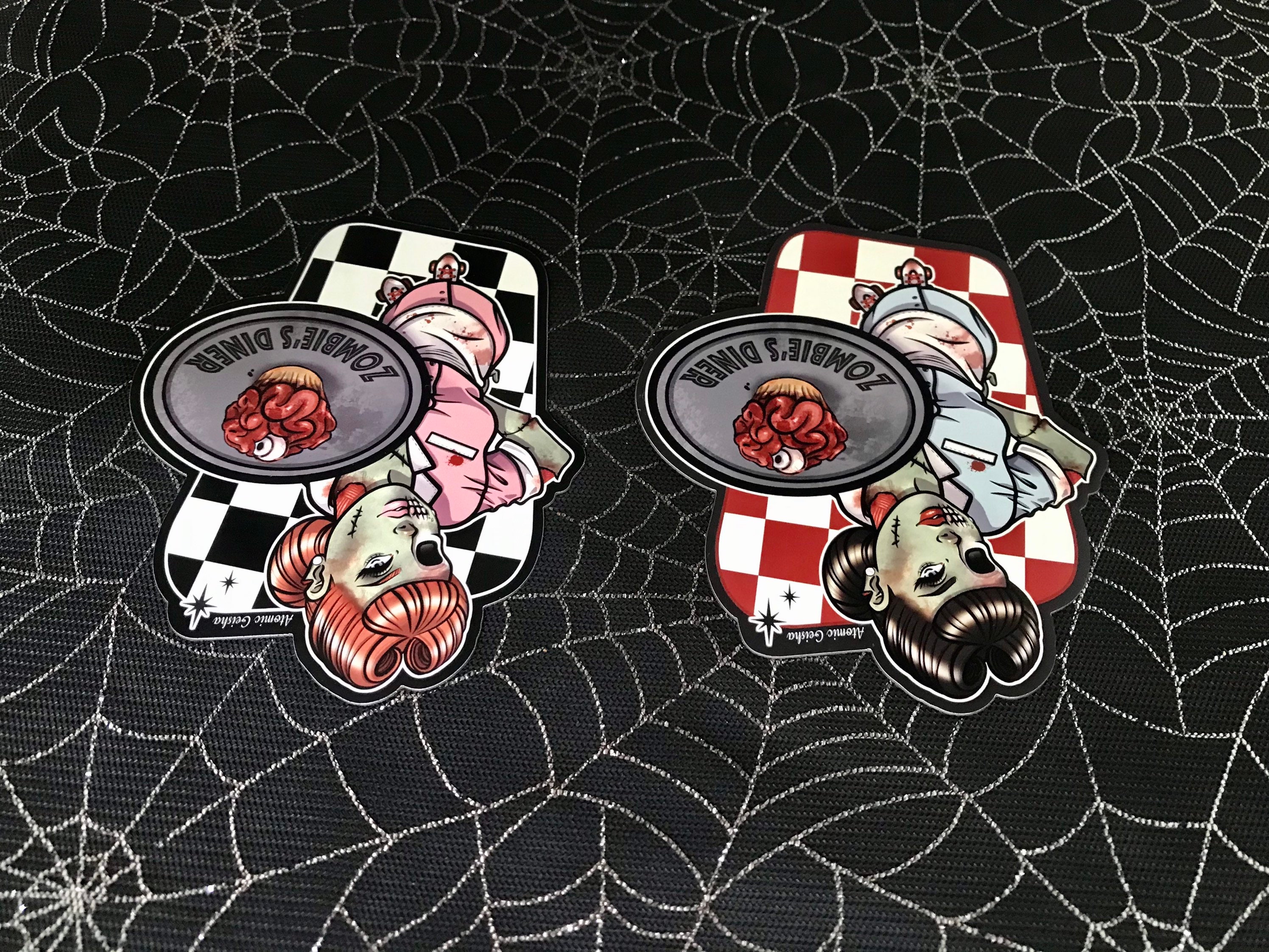 50s Diner Zombie Girl Fridge Magnet Brain Muffins Retro Vintage Pinup ...