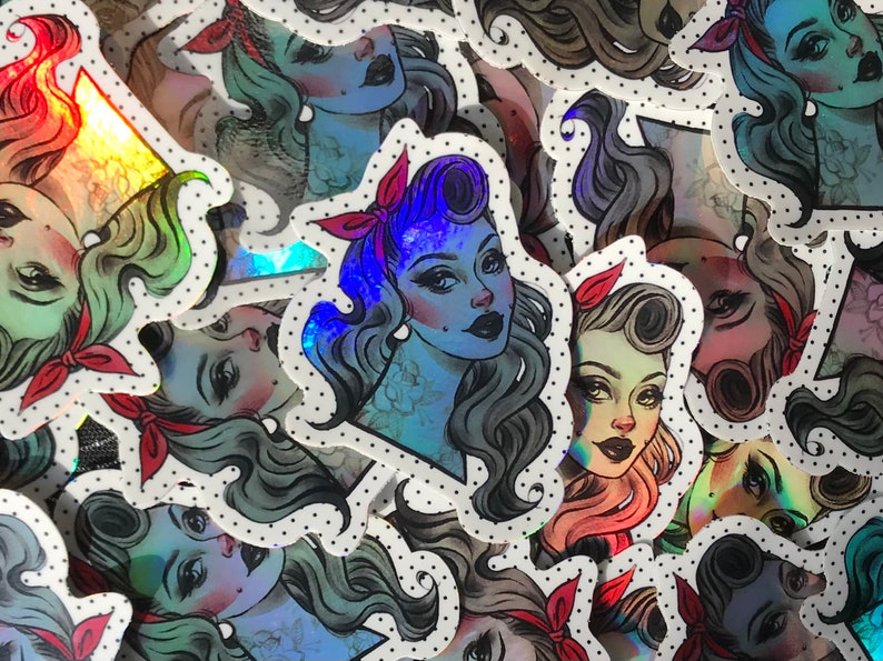 3 PACK Psychobilly Girls Holographic Vinyl Stickers 50s - Etsy