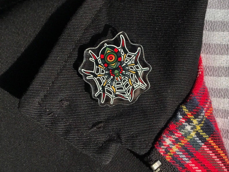 Traditional Spider Tattoo Acrylic Pin Flash Art Old School - Etsy