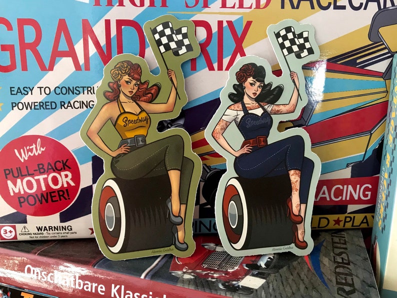 50s Vintage Racers Pinup Girls Vinyl Stickers Speedway - Etsy