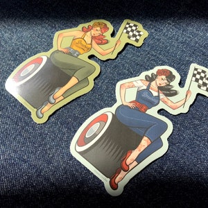 50s Vintage Racers Pinup Girls Vinyl Stickers Speedway Rockabilly Retro ...
