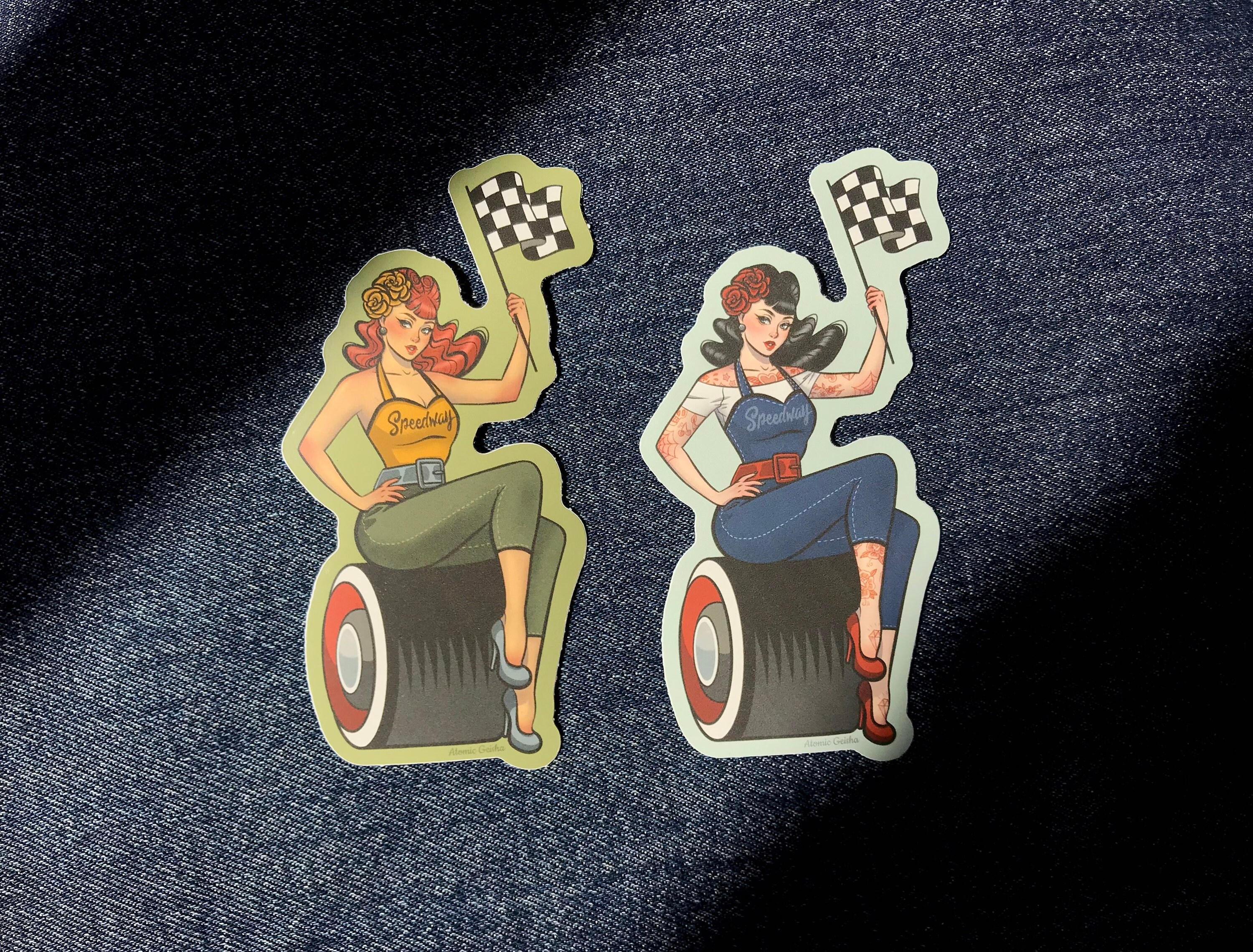 50s Vintage Racers Pinup Girls Vinyl Stickers Speedway - Etsy