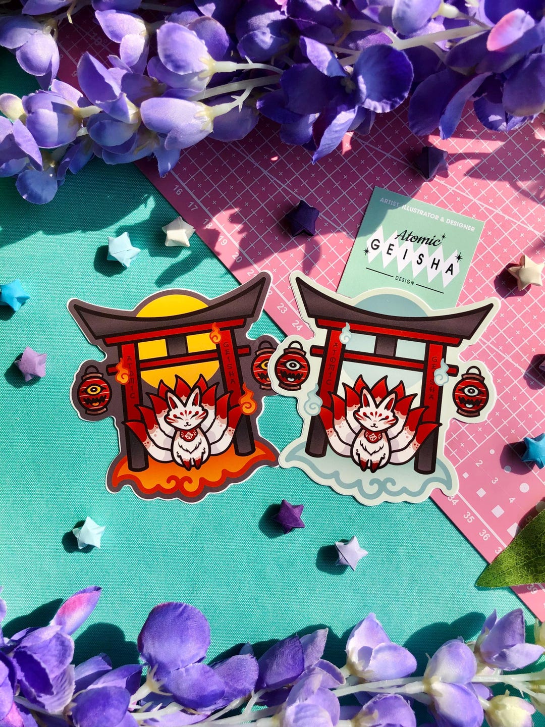 Kitsune Torii Gate Inari Shrine Sticker Kawaii Art Cute Fox Yokai Anime ...