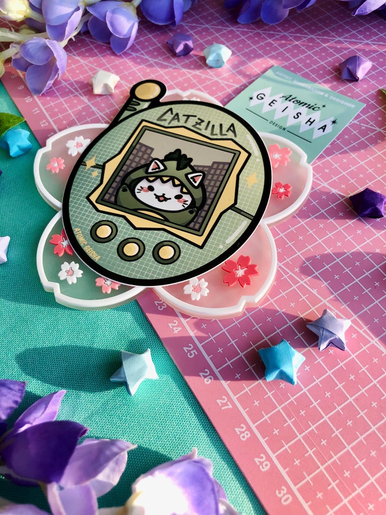 Catzilla Tamagotchi Vinyl Sticker Kawaii Art Cute Anime Manga Cartoon ...