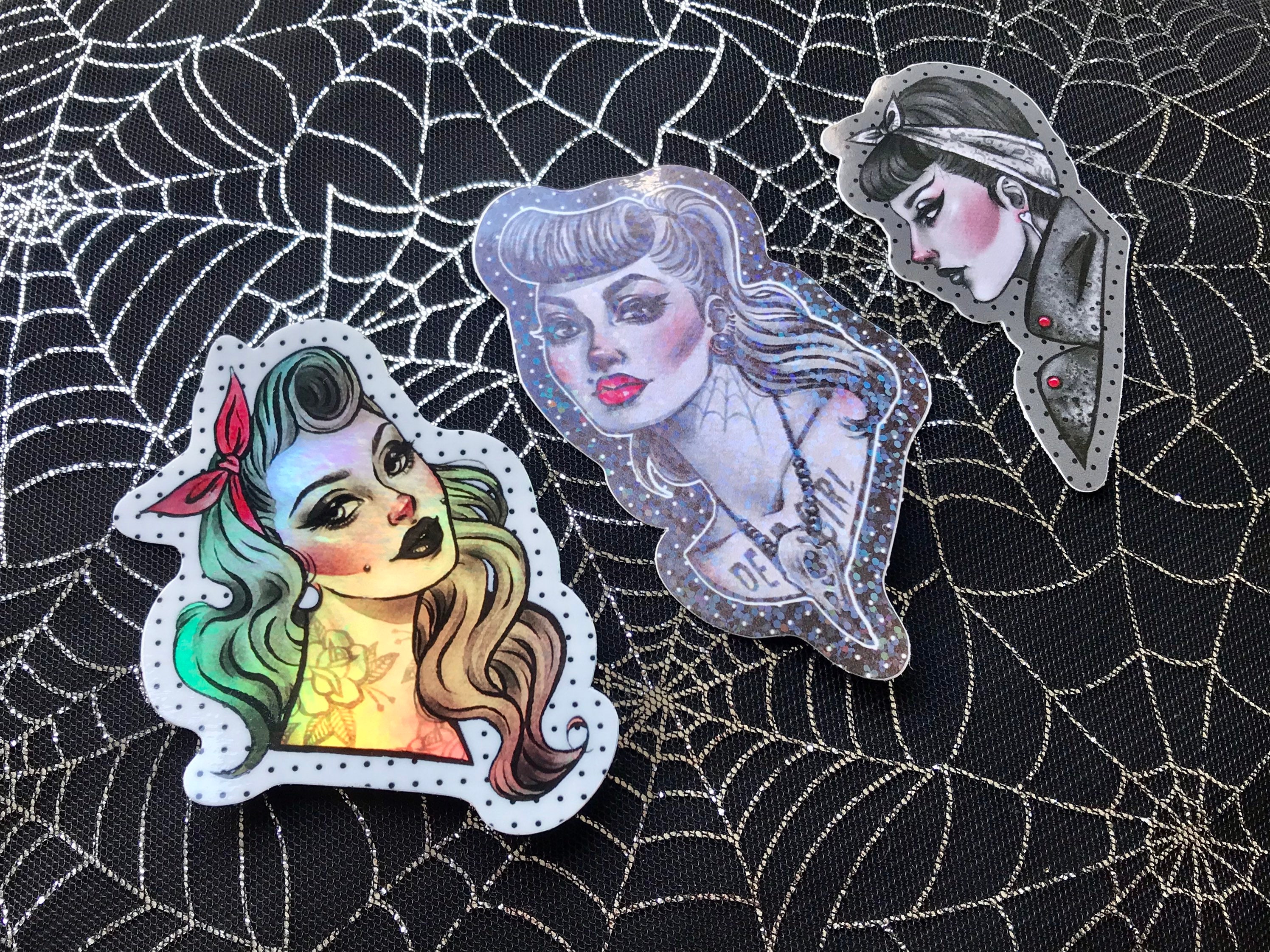 3 PACK Psychobilly Girls Holographic Vinyl Stickers 50s - Etsy