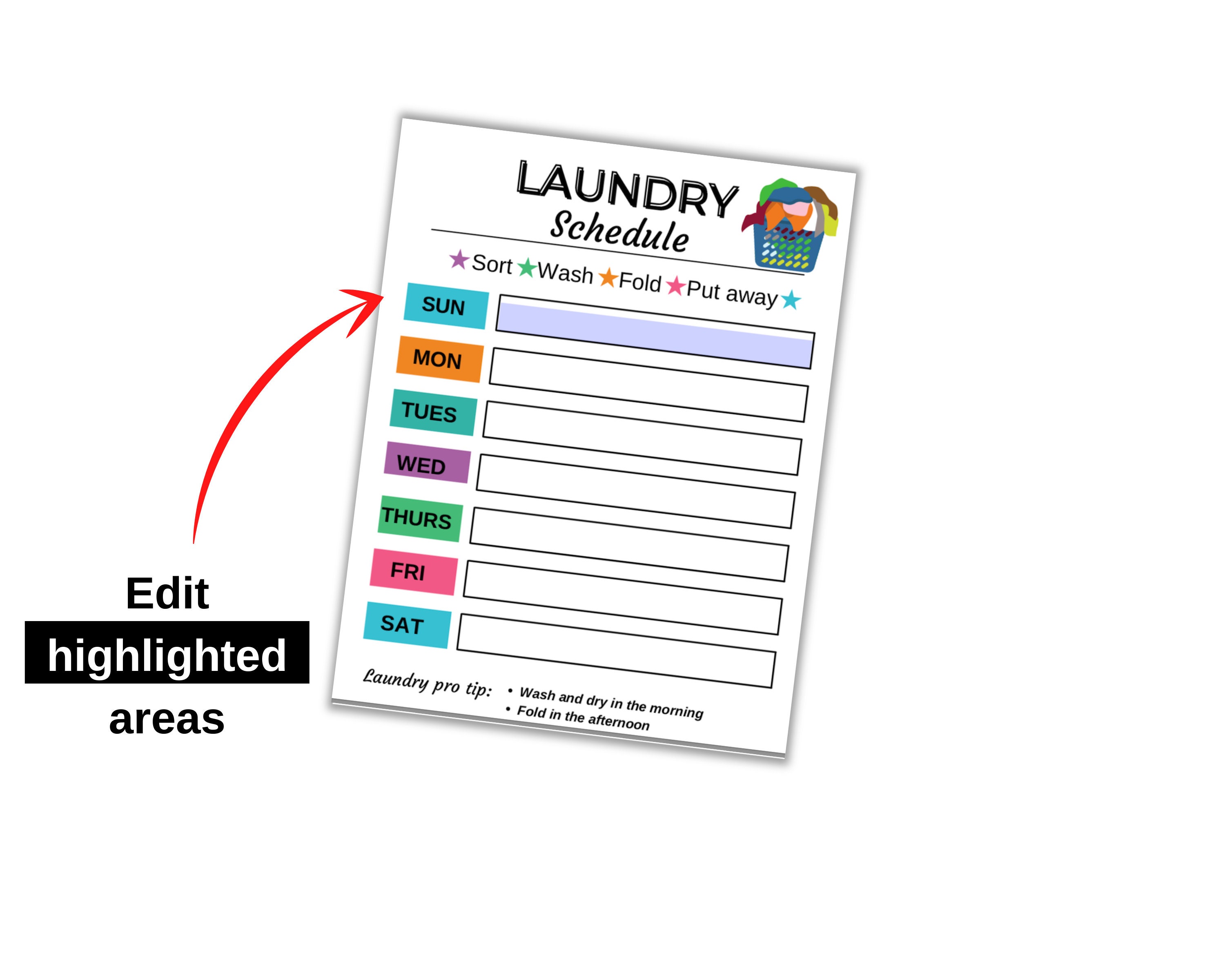 Editable Laundry Schedule | Printable Laundry Schedule - Etsy