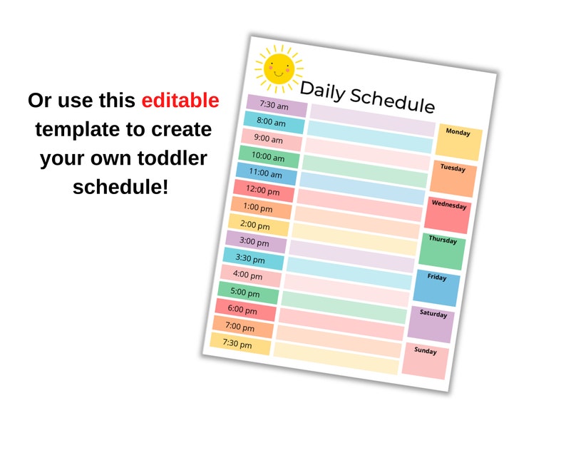 Editable Toddler Schedule|toddler Schedule Printable|toddler Schedule ...