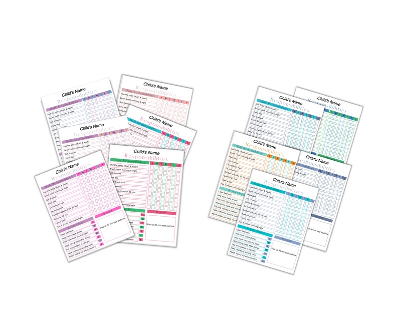 Kids Printable Chore Chart, Chore List for Kids, Instant Download Kid's ...
