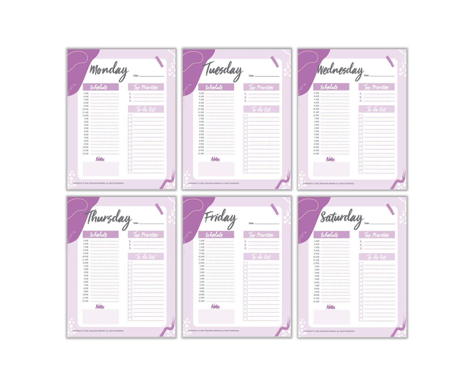 7 Day Planner | Printable | PDF | Instant Download - Etsy