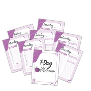 7 Day Planner | Printable | PDF | Instant Download - Etsy