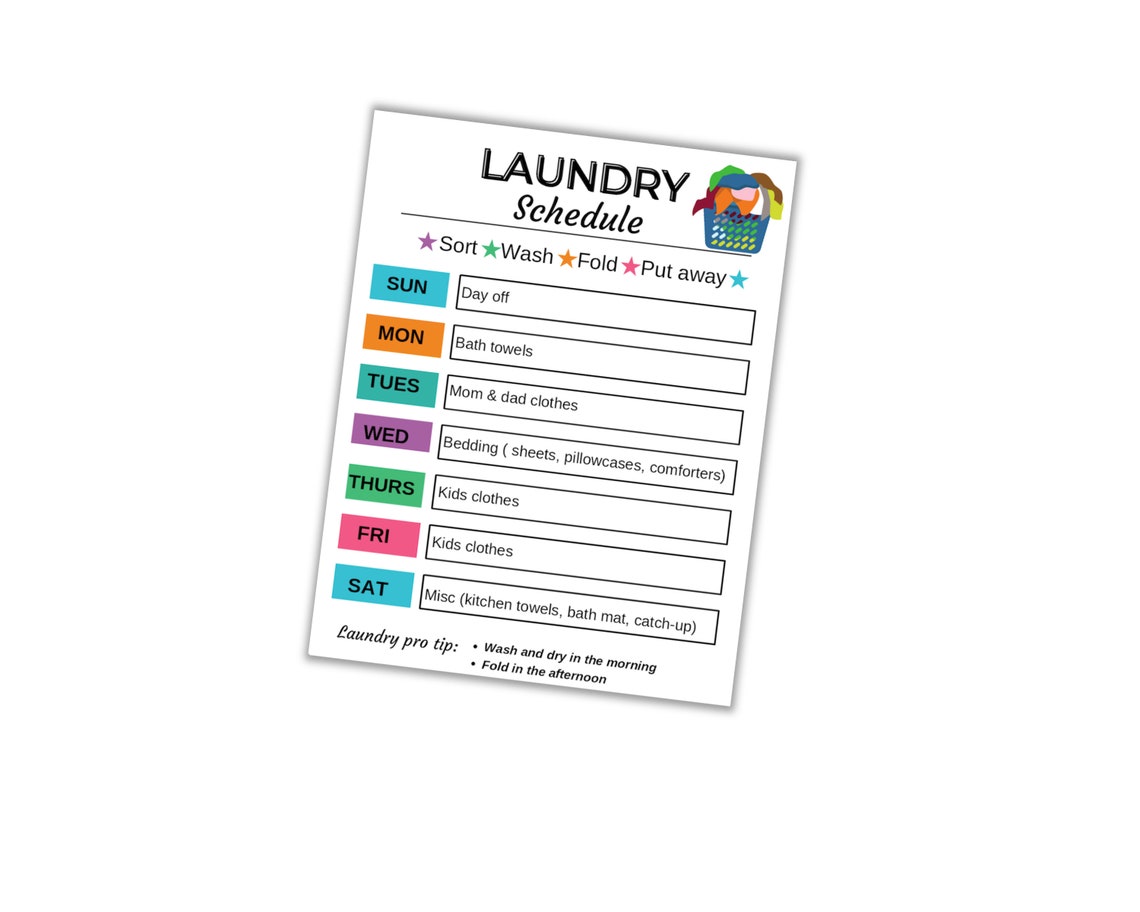 Editable Laundry Schedule | Printable Laundry Schedule - Etsy