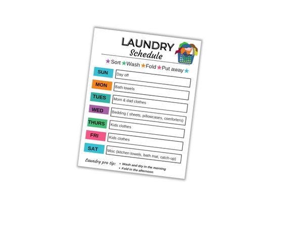 Editable Laundry Schedule Printable Laundry Schedule - Etsy