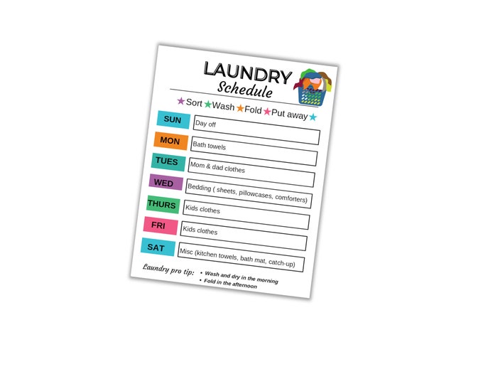Editable Laundry Schedule Printable - Etsy