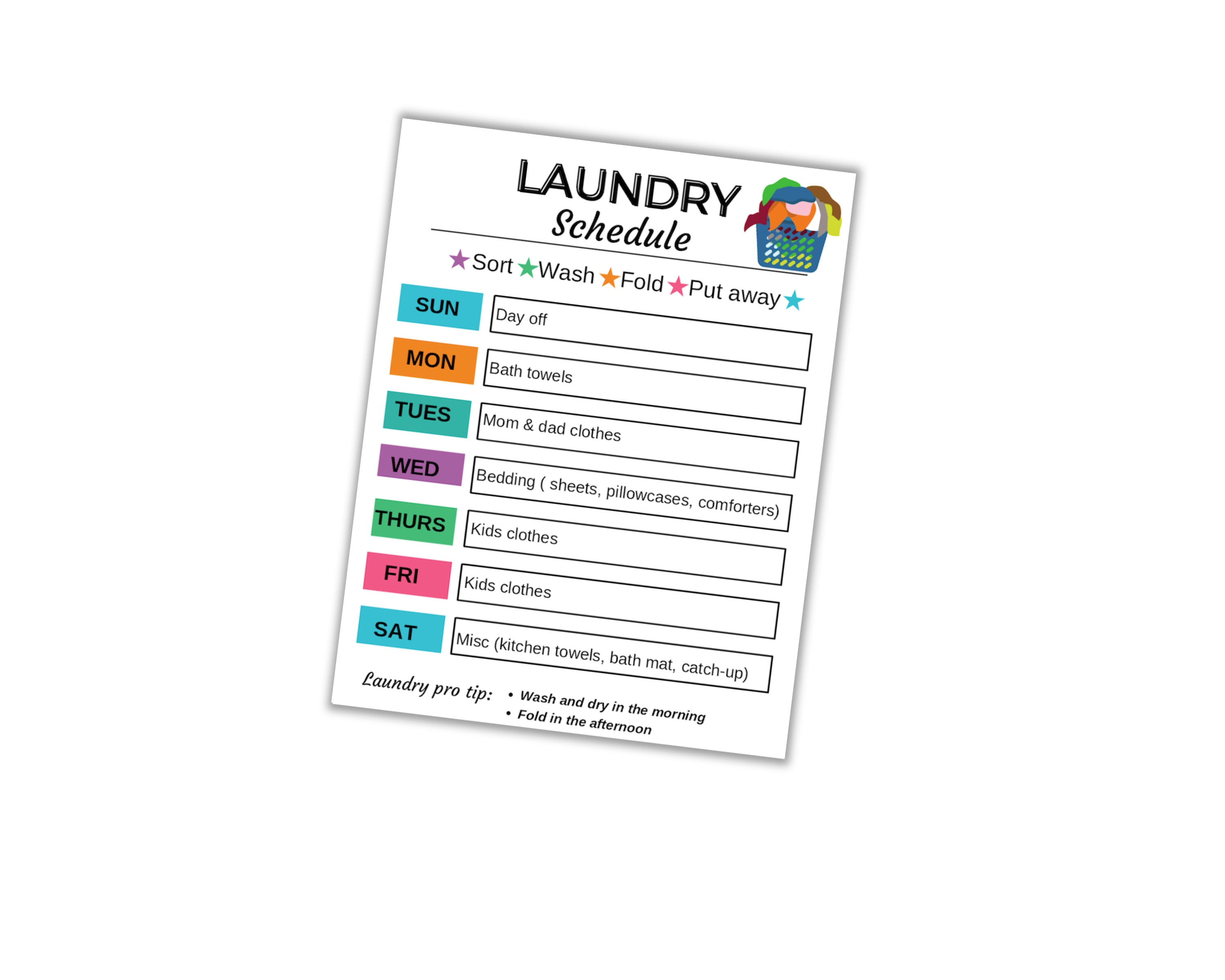 Editable Laundry Schedule | Printable Laundry Schedule - Etsy