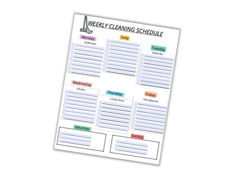 Cleaning Schedule| Cleaning Schedule Template| Editable Weekly Cleaning ...