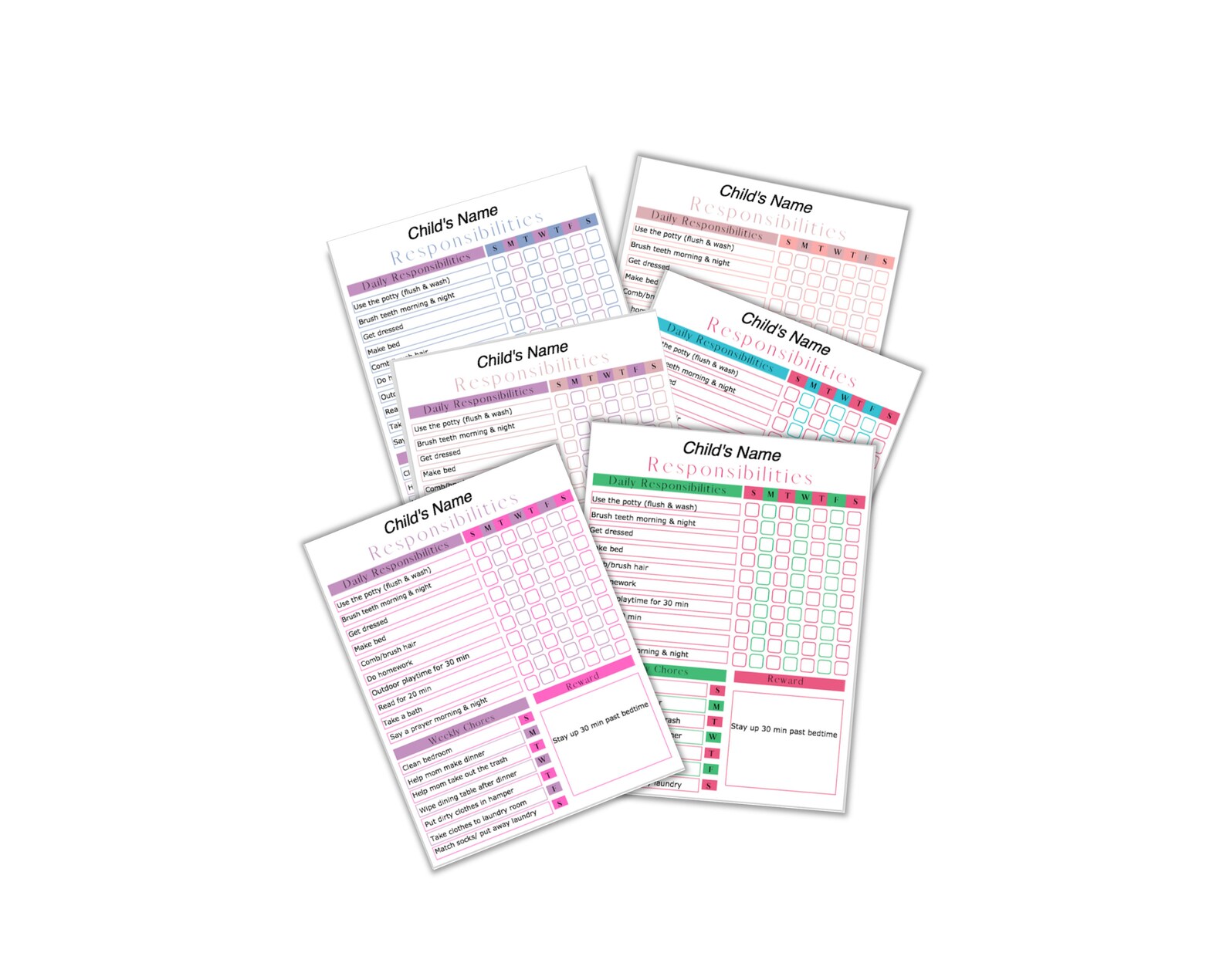 Kids Printable Chore Chart, Chore List for Kids, Instant Download Kid's ...
