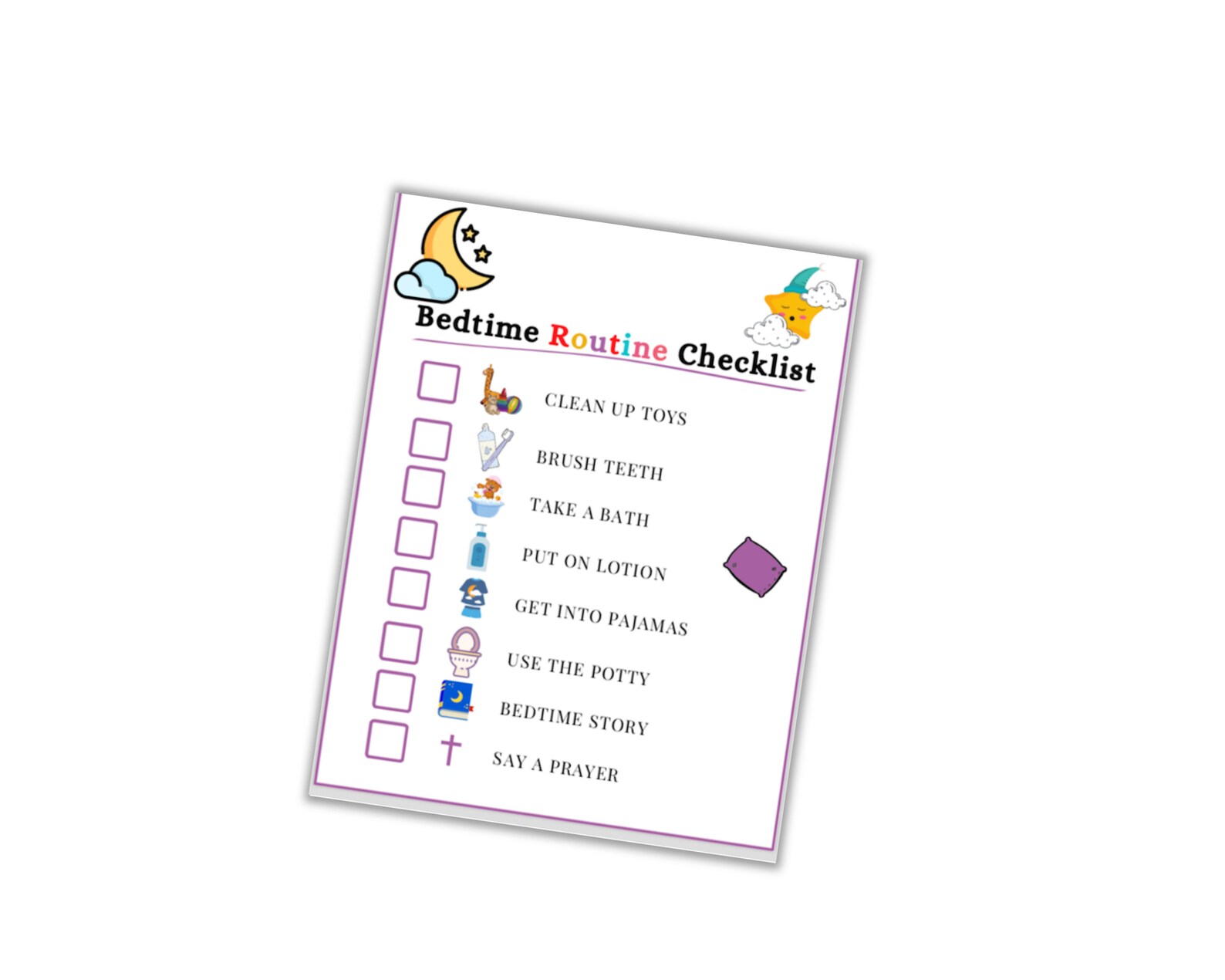 Kids Morning/bedtime Checklist Printable | Chore Chart | Kid Routine ...