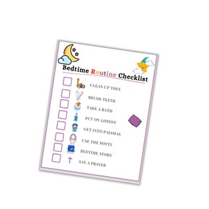 Kids Morning/bedtime Checklist Printable | Chore Chart | Kid Routine ...