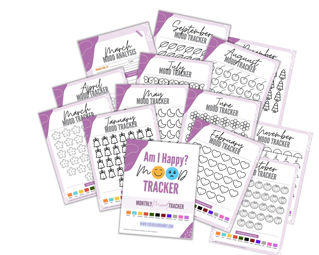 Am I Happy Monthly Mood Tracker, Mood Journal, Mental Health, Digital ...