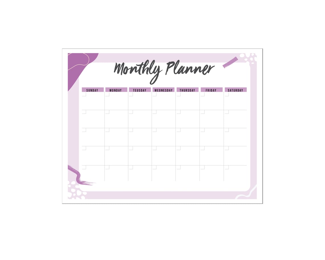 Monthly Planner Printable PDF - Etsy