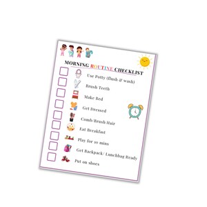 Kids Morning/bedtime Checklist Printable | Chore Chart | Kid Routine ...