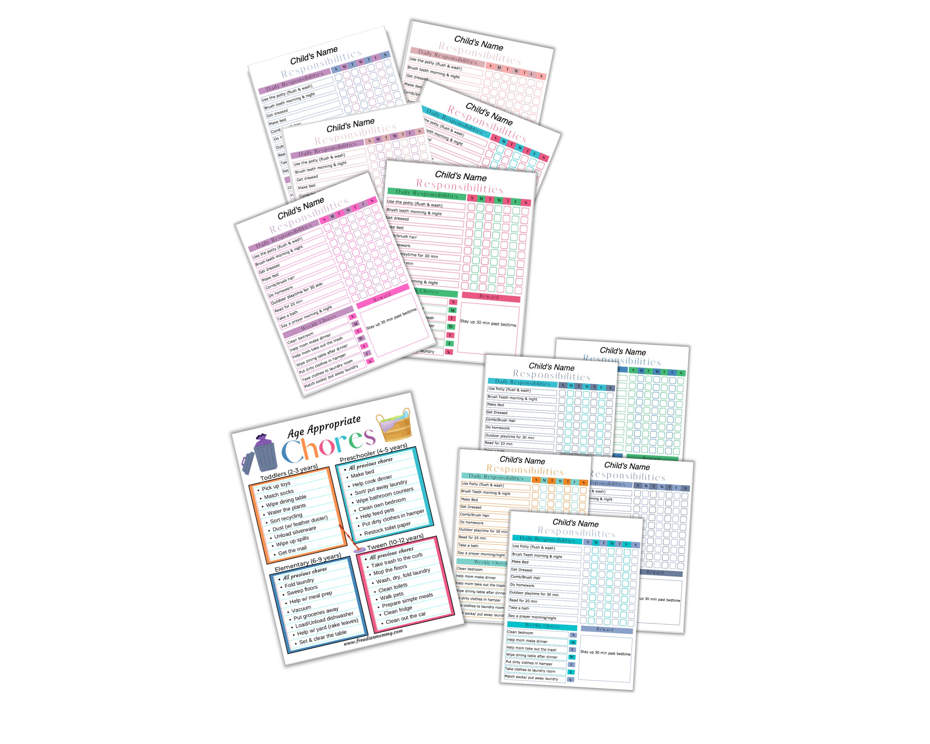 Kids Printable Chore Chart, Chore List for Kids, Instant Download Kid's ...