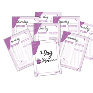 7 Day Planner | Printable | PDF | Instant Download - Etsy