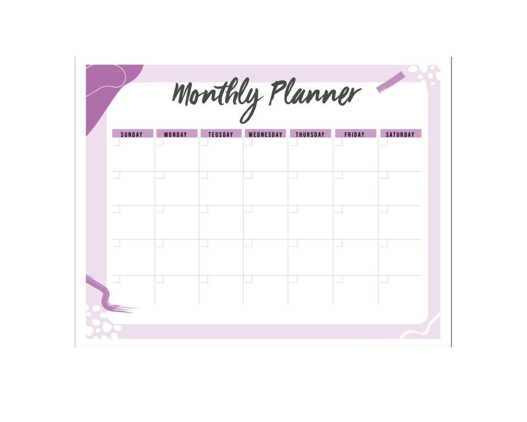 Monthly Planner Printable PDF - Etsy