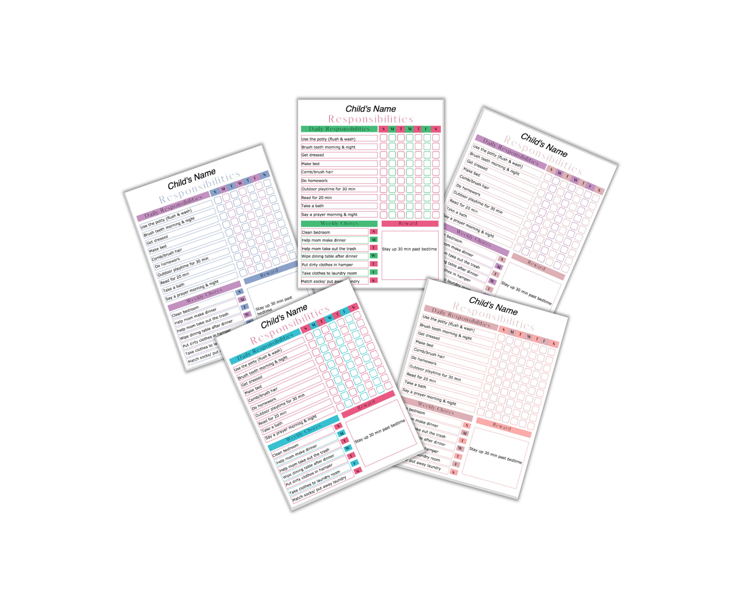 Kids Printable Chore Chart, Chore List for Kids, Instant Download Kid's ...