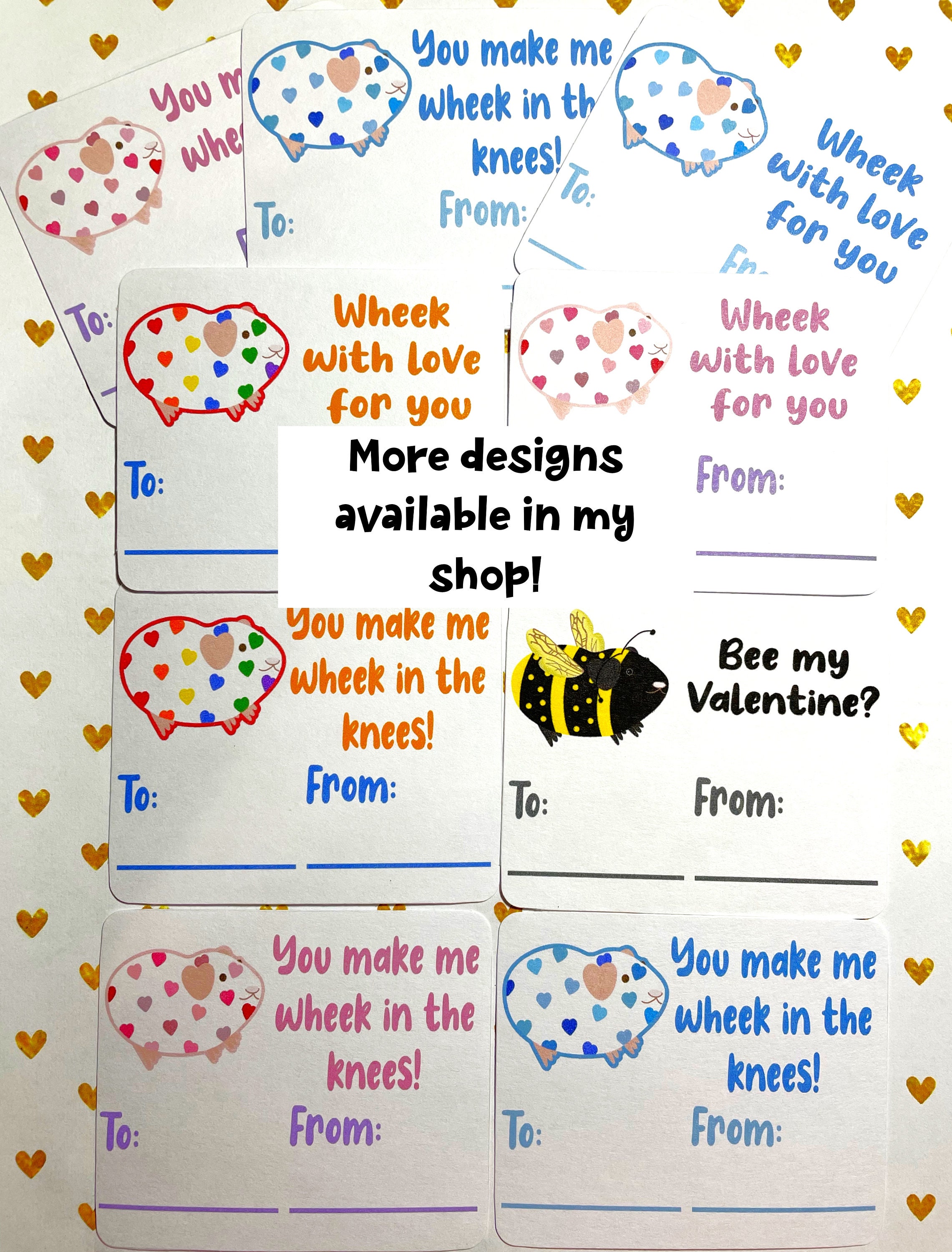 Guinea Pig Valentine Card Set of 18, Valentine's Day Gift, Gift for ...