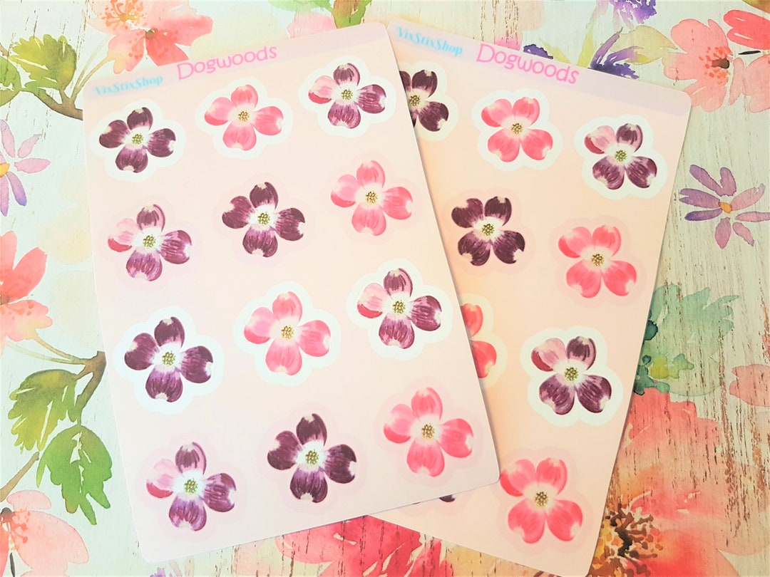 Flower Sticker Sheet, Dogwood Flower, Flower Stickers for Laptops ...